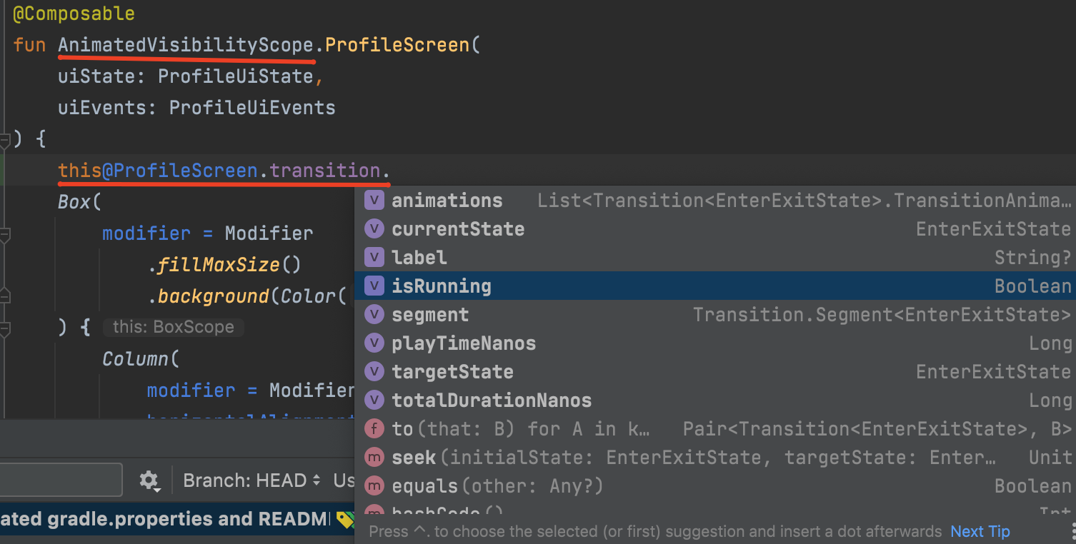 Provide a way to detect inside a screen composable that the transition to it has finished ...