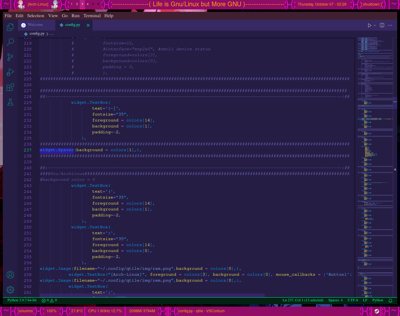 Idea: spacer widget draws a line · qtile qtile · Discussion #2854 · GitHub