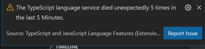 Typescript crashed 5 times · Issue #118053 · microsoft/vscode · GitHub