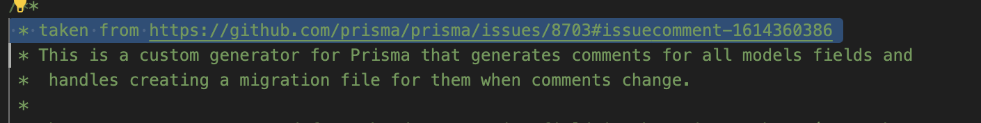 Support table and column comments modeled in Prisma · Issue #8703 · prisma/prisma · GitHub