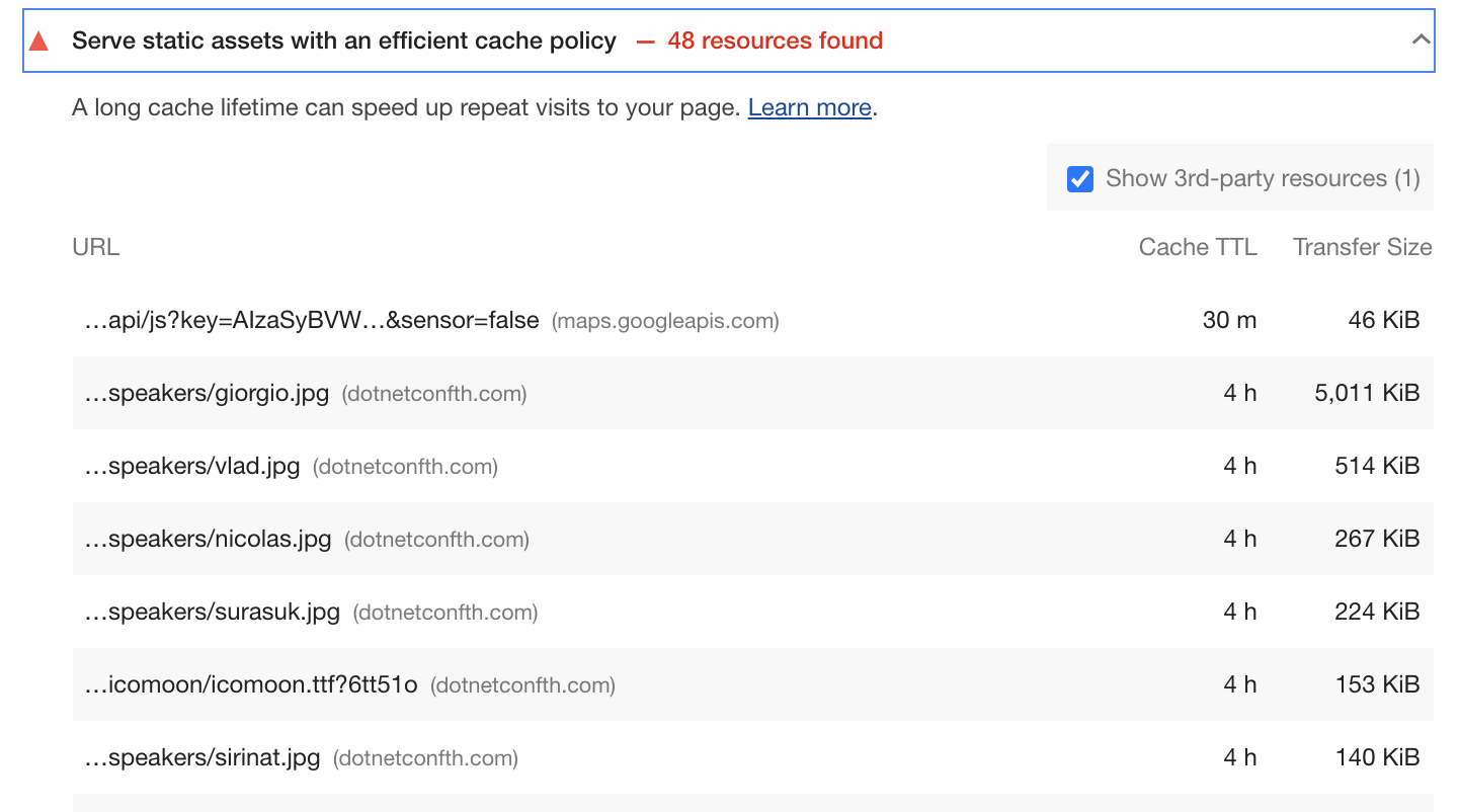 Serve static assets with an efficient cache policy · Issue #34 · DotNetConfTh/dotnetconfth ...