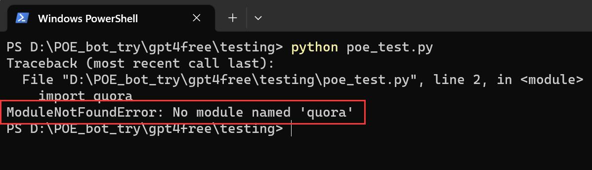 Error: " ModuleNotFoundError: No module named 'user' " · Issue #43 · xtekky/gpt4free · GitHub