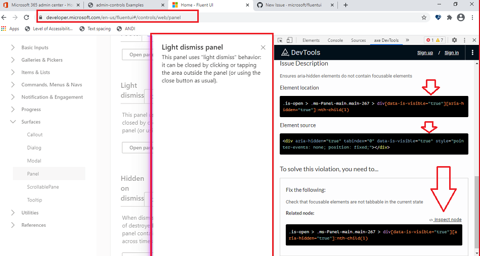 [Panel] [Accessibility] Ensures aria-hidden elements do not contain focusable elements · Issue ...