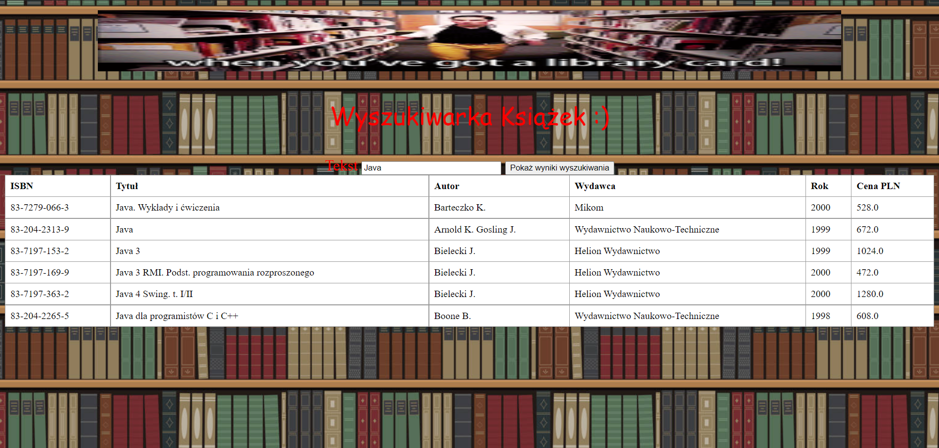 GitHub - RomanczykMichal/simple-library: Java 8 Servlets, Tomcat and Apache Derby DB combined to ...