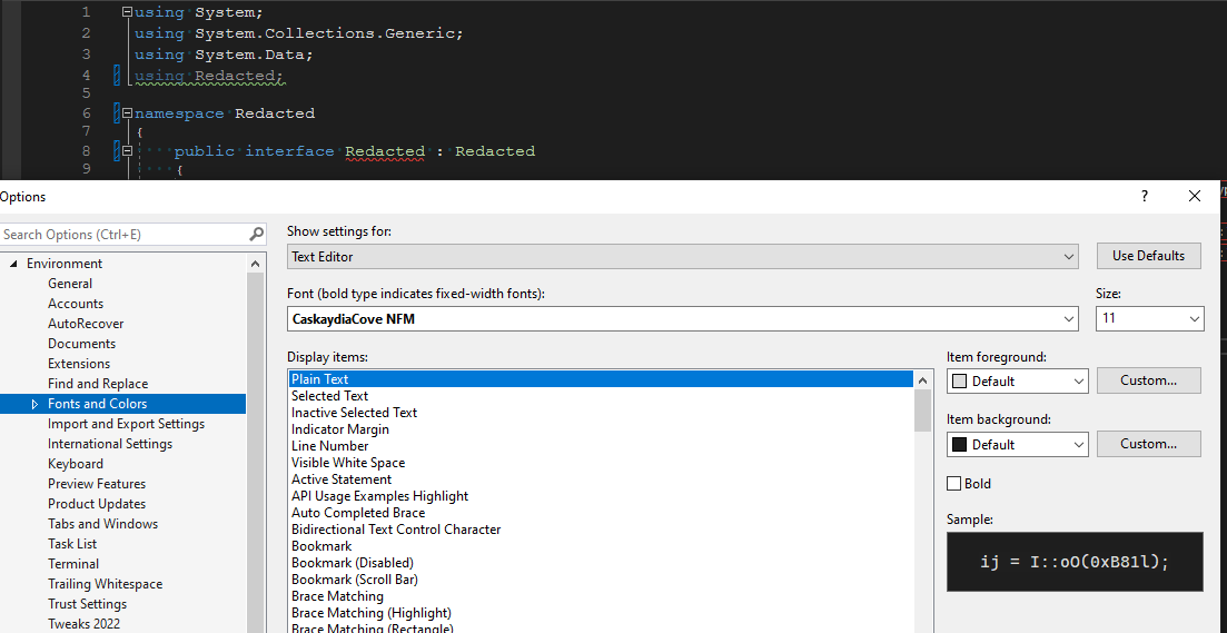 Caskaydia Code and Visual Studio · Issue #1242 · ryanoasis/nerd-fonts · GitHub