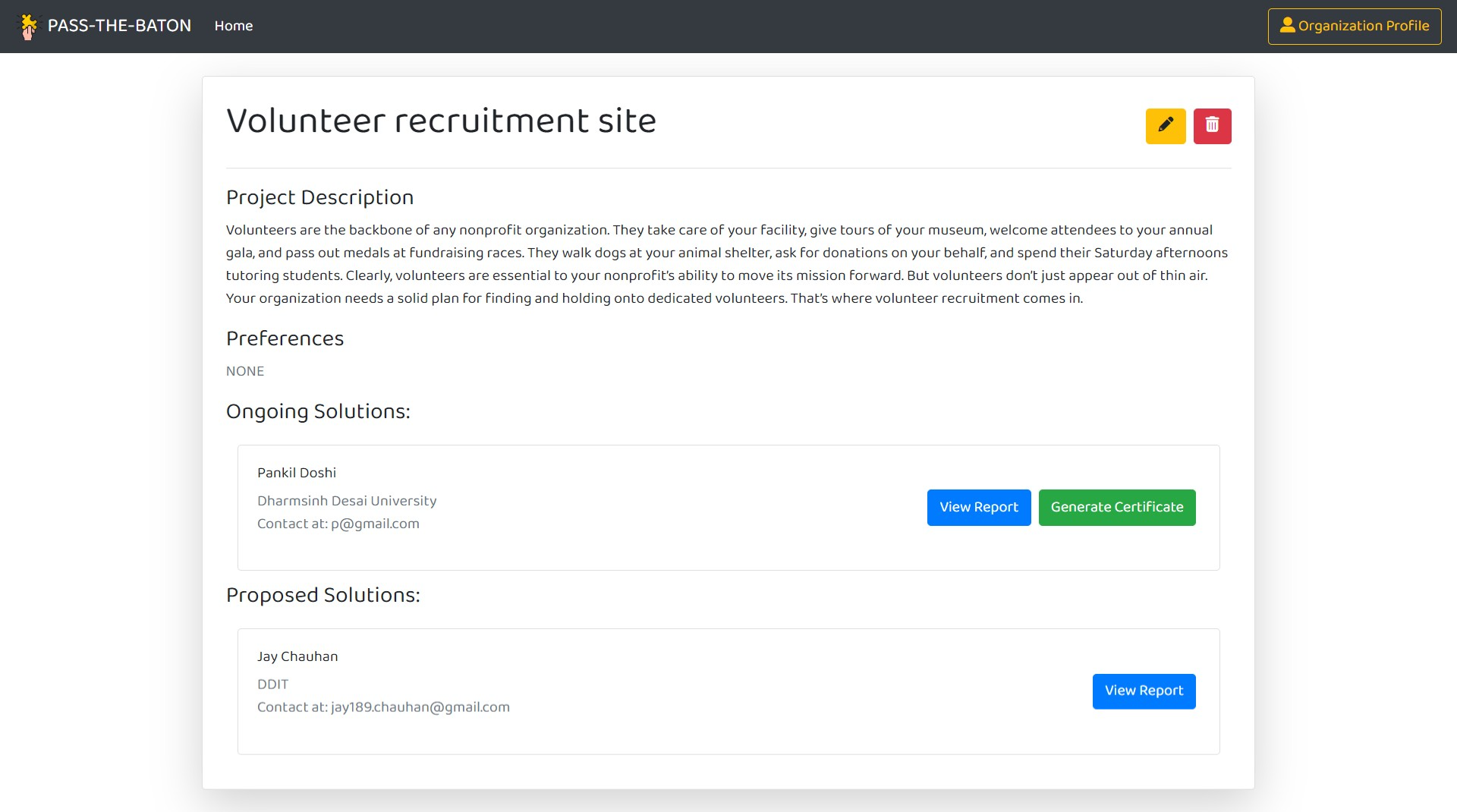 GitHub - jaychauhan-22/pass-the-baton: DU'Hackathon 2022 Project