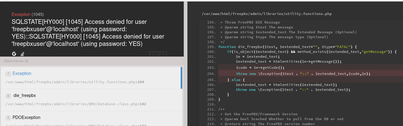 FreePBX: no database access after data restore · Issue #6352 · NethServer/dev · GitHub