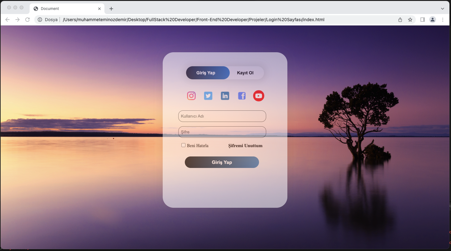 GitHub - MuhammetEminOzdemir/LoginSayfasi: Html Css Js kullanılarak ...