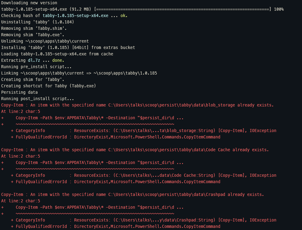 Bug Tabby Incorrect Install Script · Issue 9590 · Scoopinstallerextras · Github 