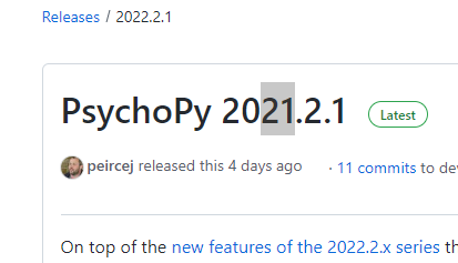 Typo in Release Title for 2022.2.1 (shows "2021.2.1") · Issue #5000 · psychopy/psychopy · GitHub