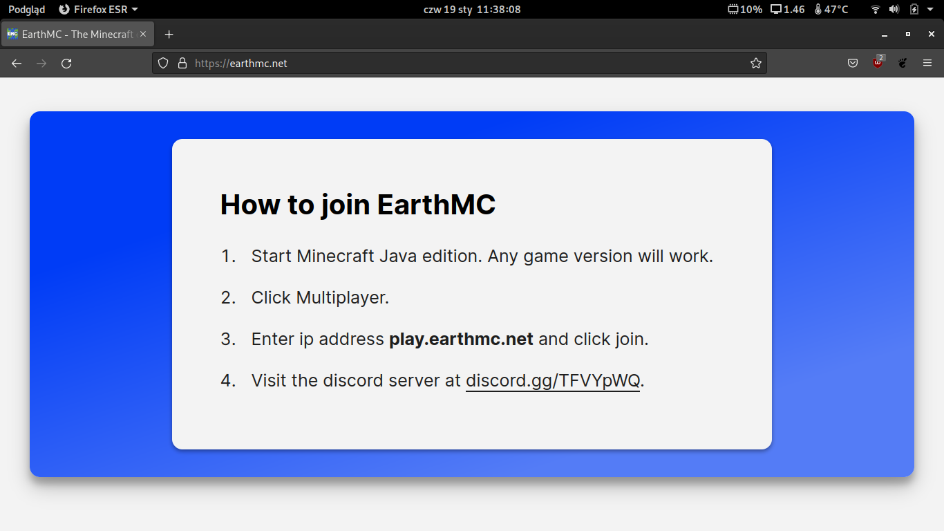 Fix your website description · Issue #1625 · EarthMC/Issue-Tracker · GitHub