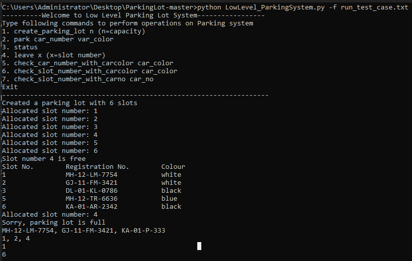 GitHub - Eeshan2001/Low-Level-Parking-Lot-System