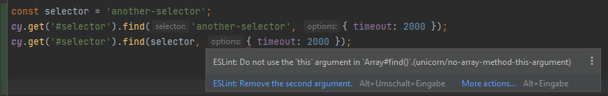 no-array-method-this-argument false positive with Cypress.find · Issue #1611 · sindresorhus ...