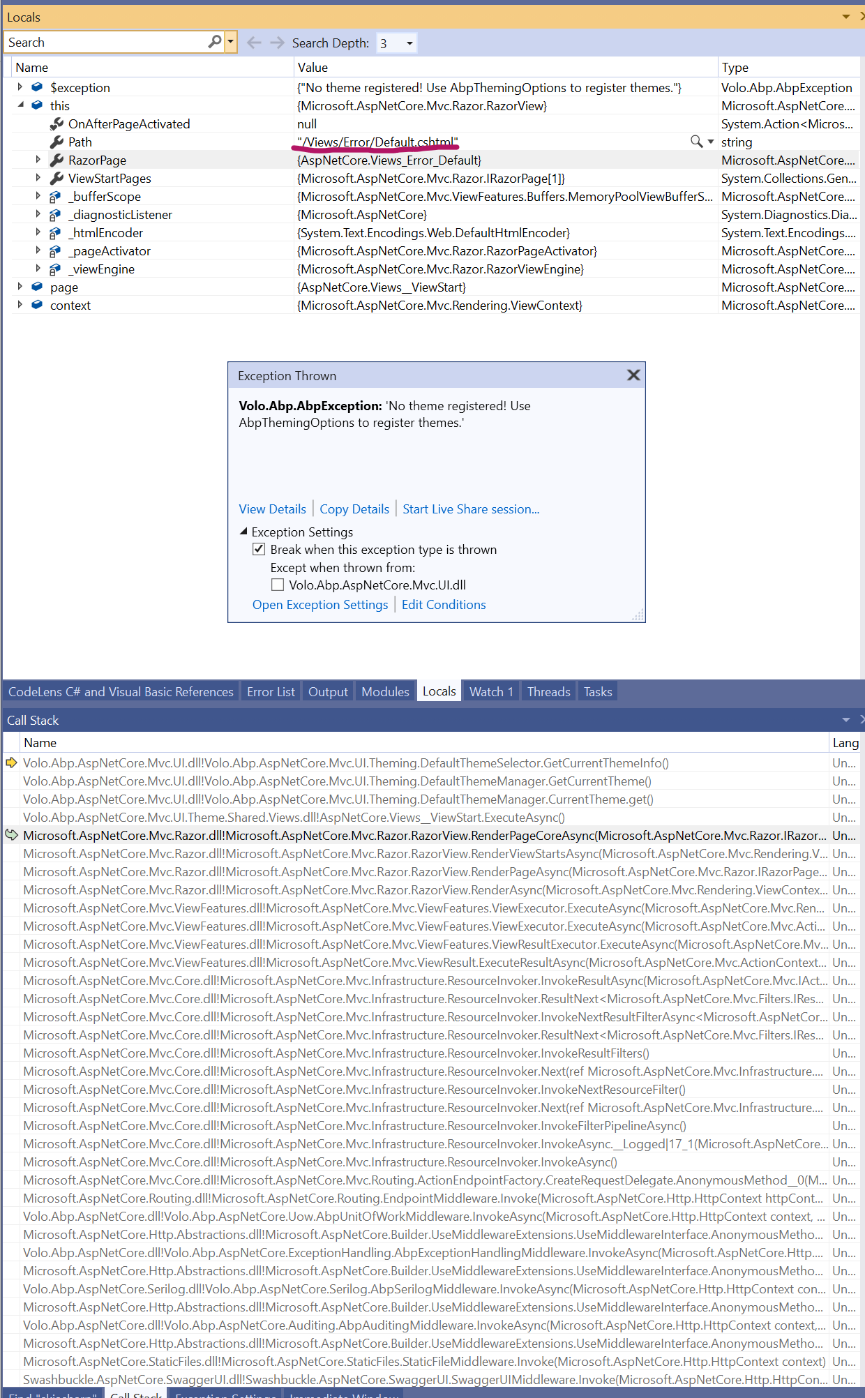 How I fixed "No theme registered! Use AbpThemingOptions to register themes" ? · Issue #9624 ...