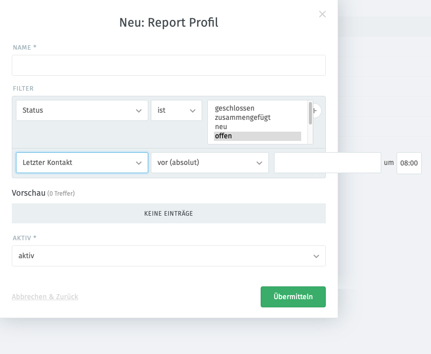 Broken UI - Create Reporting profile · Issue #3499 · zammad/zammad · GitHub