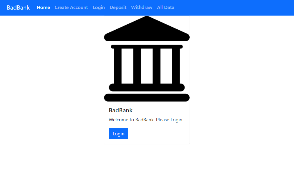 GitHub - kacipost/BadBank: Banking app with no back end security