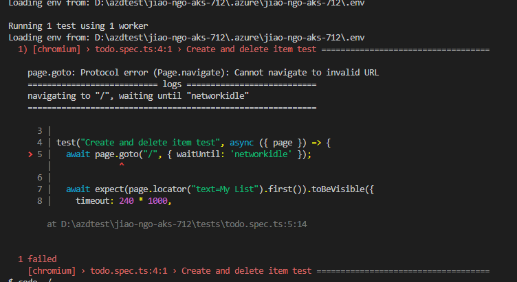 Playwright Test Fail In Todo Nodejs Mongo Aks · Issue 1685 · Azureazure Dev · Github