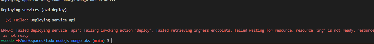 Deploying Service Api Failed When Using Todo Nodejs Mongo Aks Template 1392