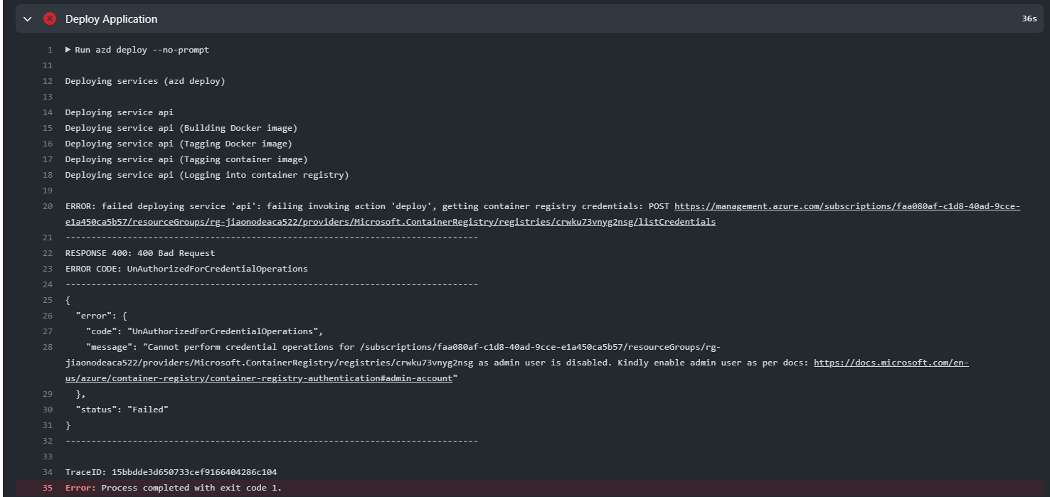 `azd Pipeline Config` Fails To Deploy Service Api In Action Logs · Issue 2267 · Azure Azure Dev