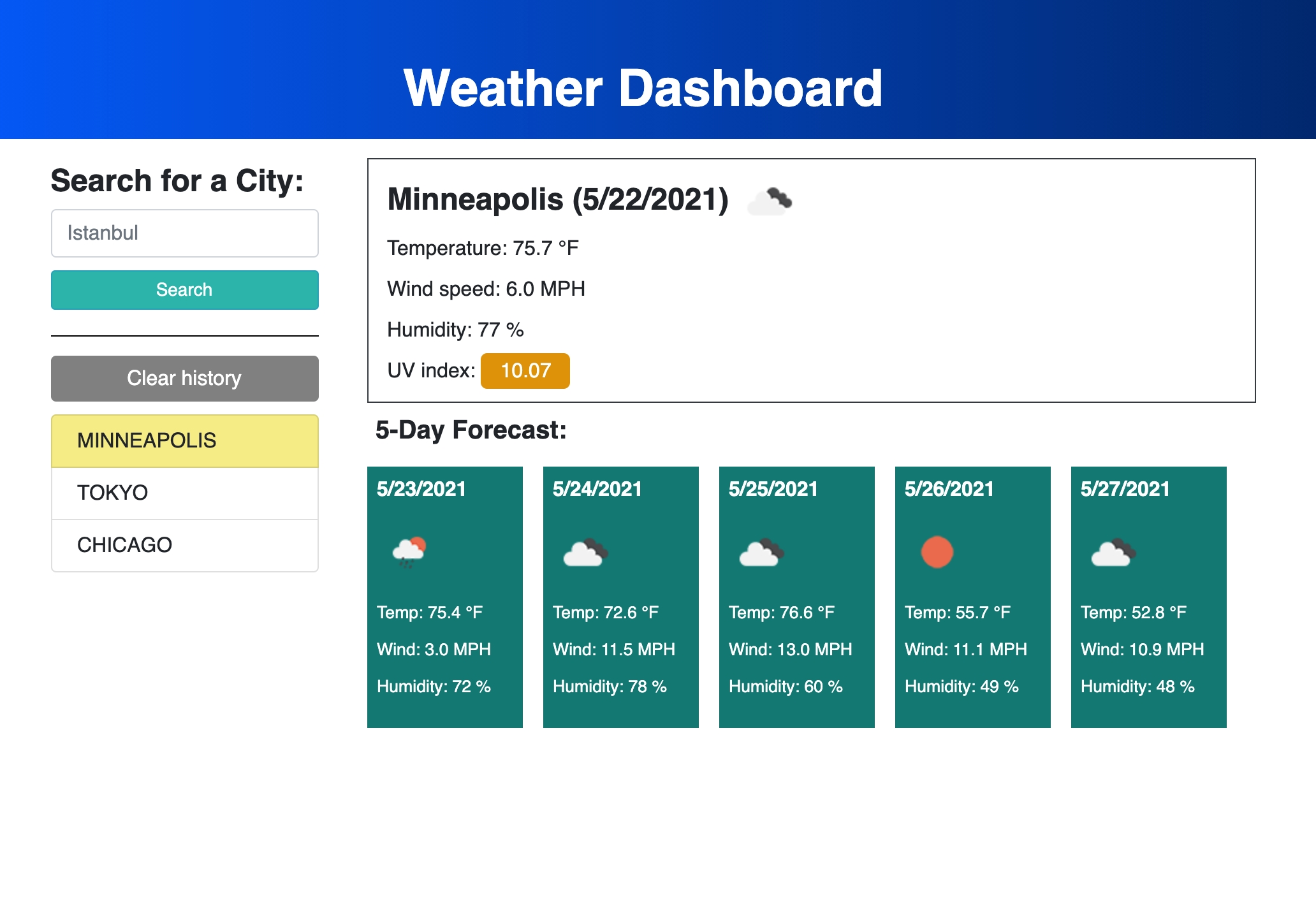 GitHub - amiracat/weather-dashboard