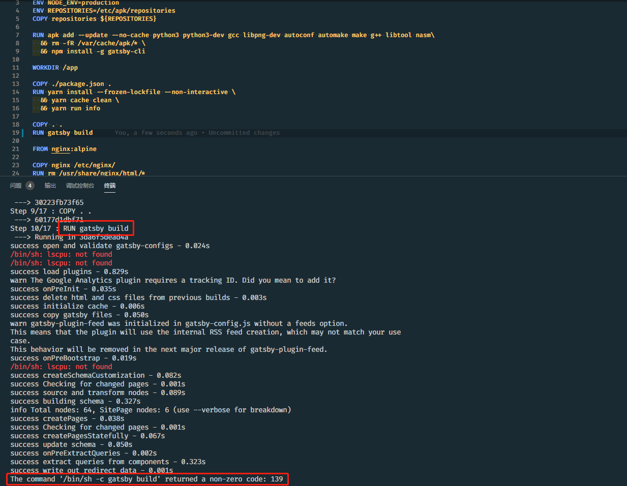 Segfault inside Docker container without output missing Sharp packages · Issue #27552 · gatsbyjs ...