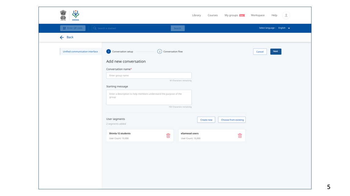 6. Conversation Setup - Select from existing user segment · Issue #18 · samagra-comms/uci ...
