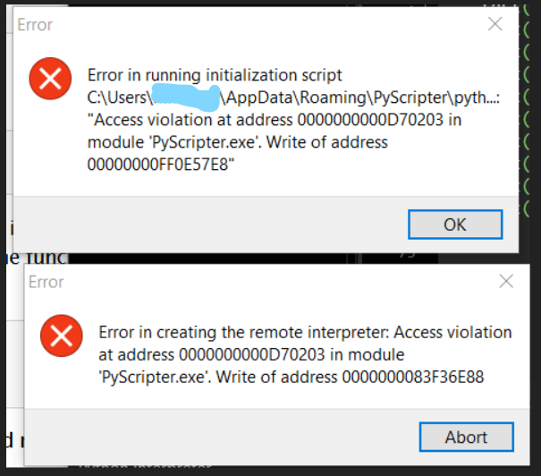 App launch, Run, and Misc errors · Issue #1105 · pyscripter/pyscripter · GitHub