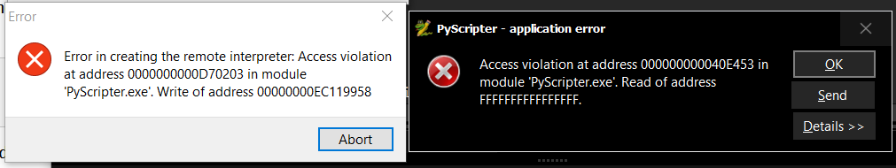 App launch, Run, and Misc errors · Issue #1105 · pyscripter/pyscripter · GitHub