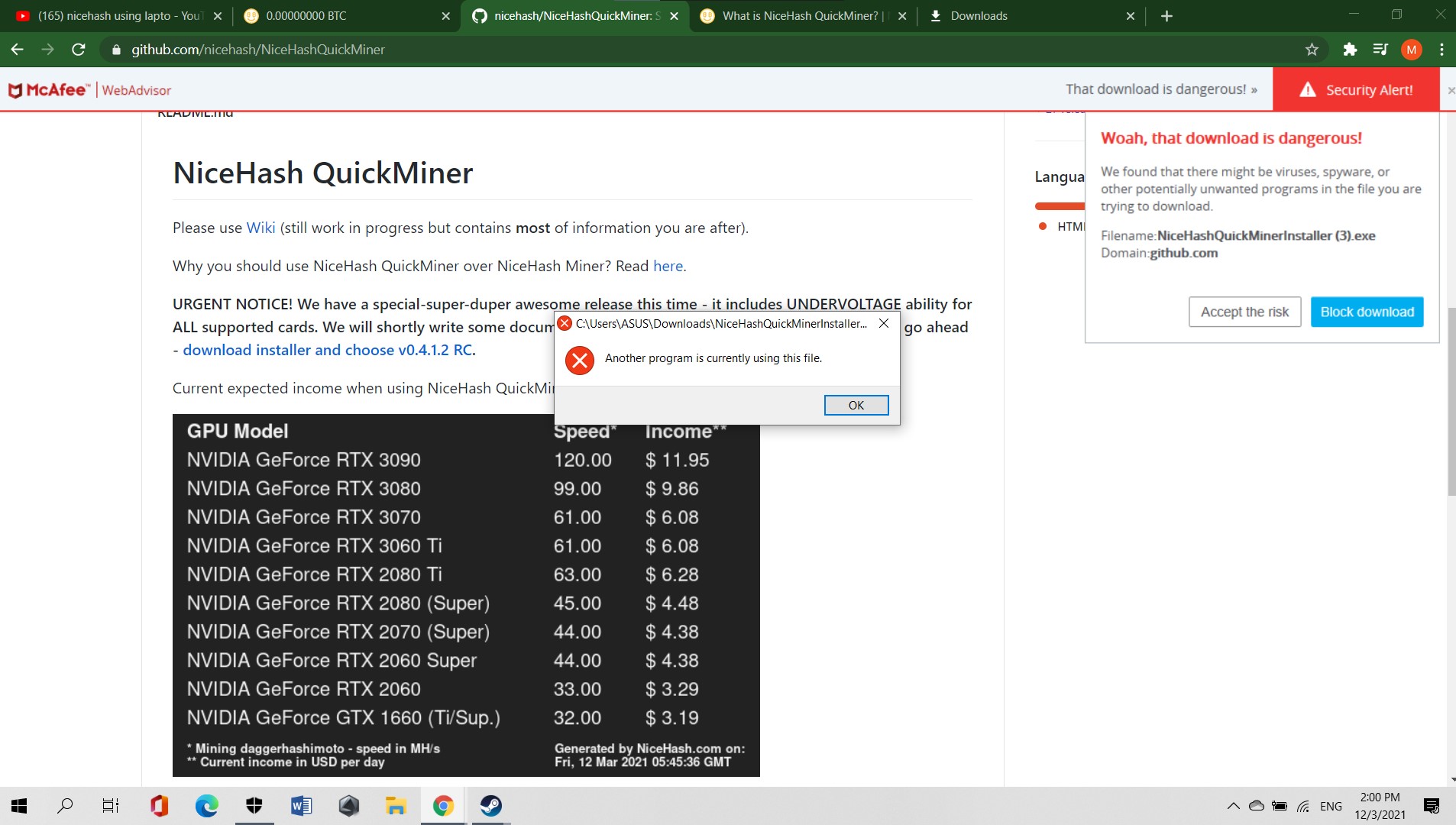 Cant Download it at my laptop Asus A15 · Issue #188 · nicehash/NiceHashQuickMiner · GitHub