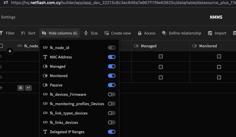 [BUDI-7713] Data Section - Grid - Add Column Settings popup menu, to Hide Columns list too ...