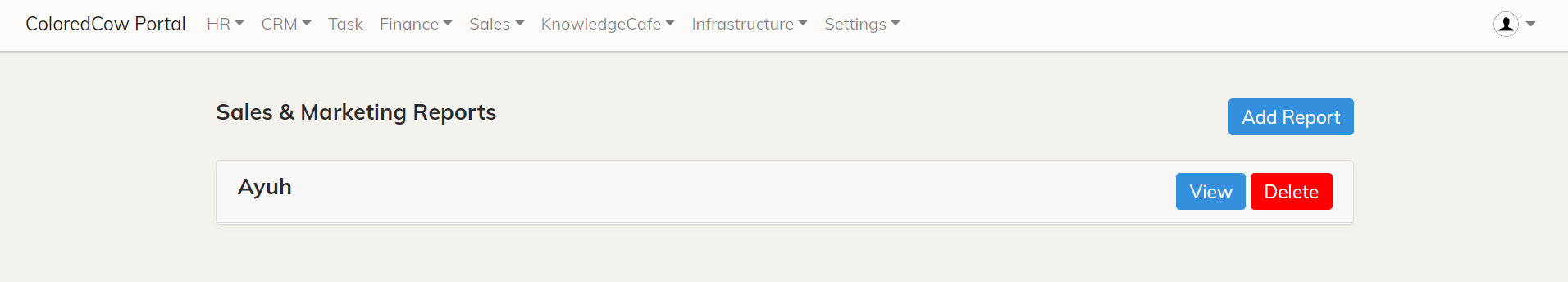 Need to fix the alignment of the `View` and `Delete` buttons in Sales & Marketing Reports Module ...