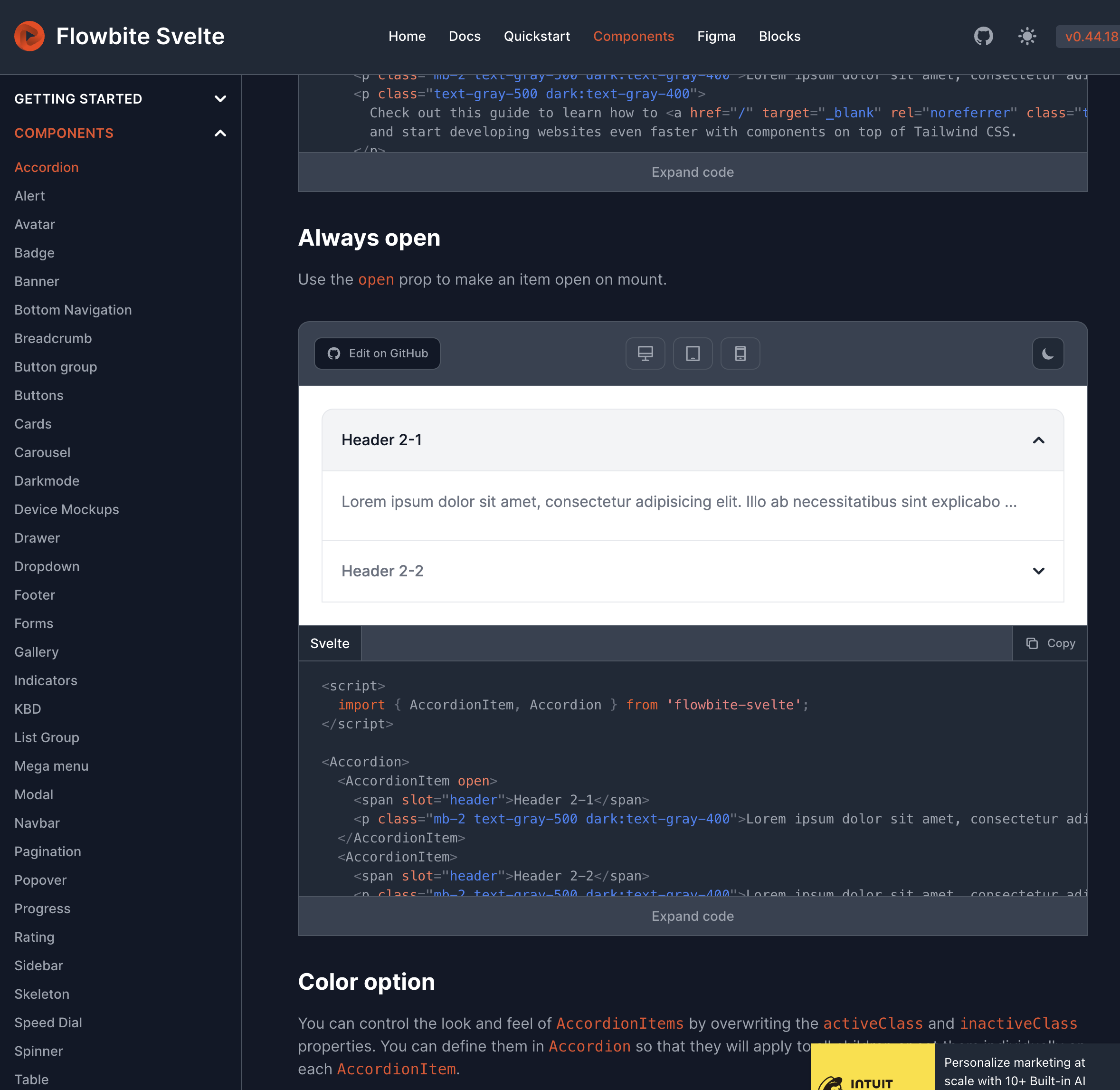 Component previews on dark mode don't switch · Issue #1125 · themesberg/flowbite-svelte · GitHub
