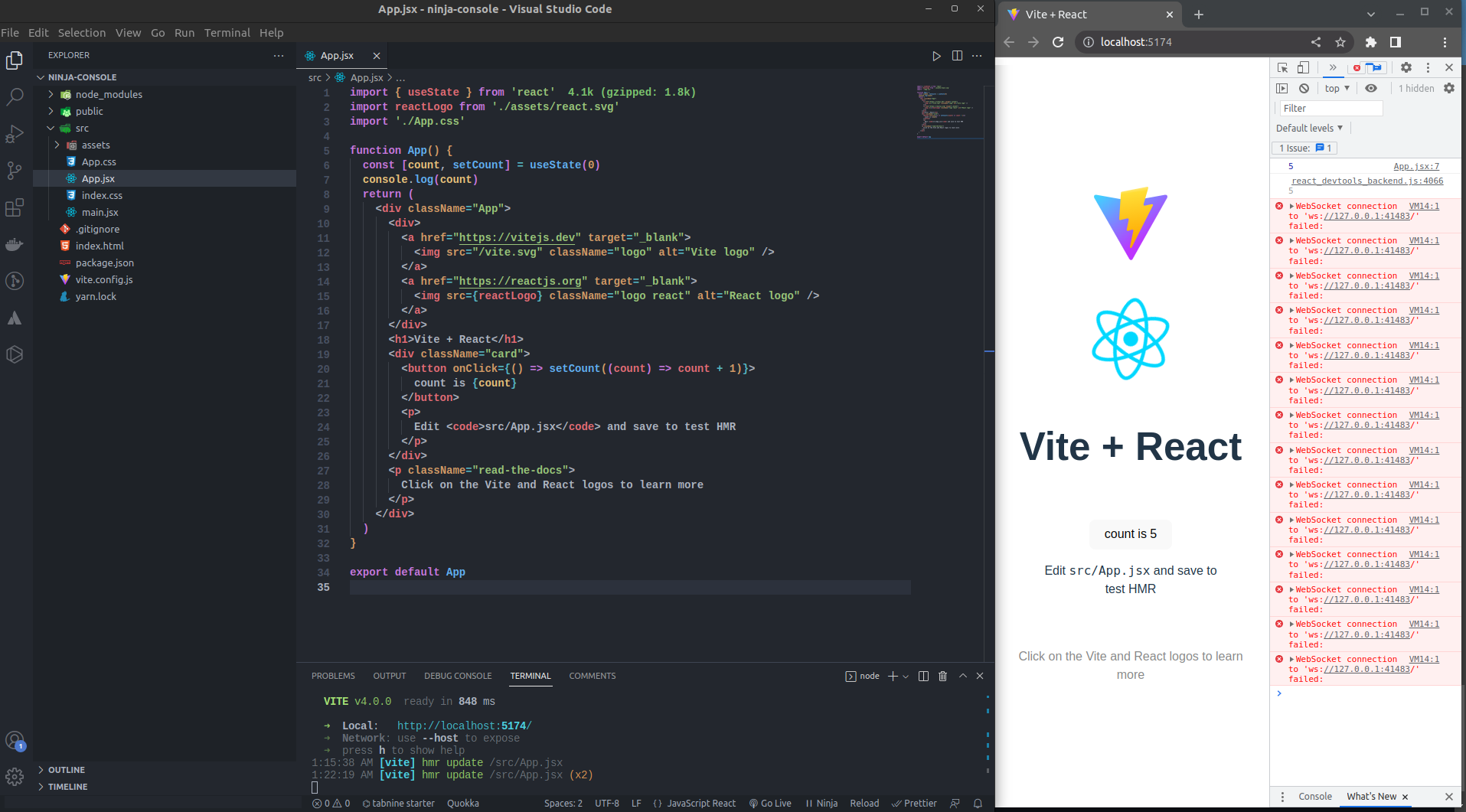 Not working with Vite/React. · Issue #16 · wallabyjs/console-ninja · GitHub