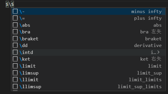 行内公式标识符$$阻止了字母开头的snippets · Issue #949 · yzhang-gh/vscode-markdown · GitHub