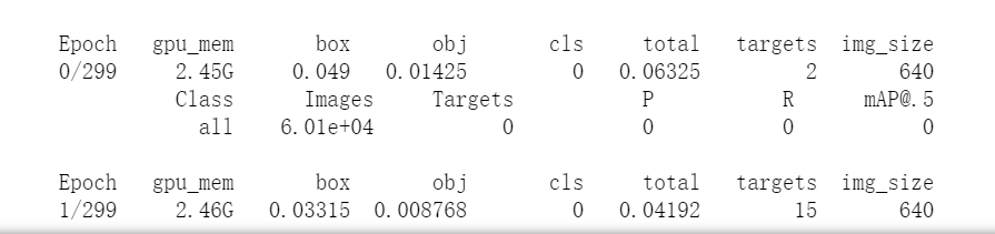 When training ,i can not get some information for example mAP 、T 、P ...