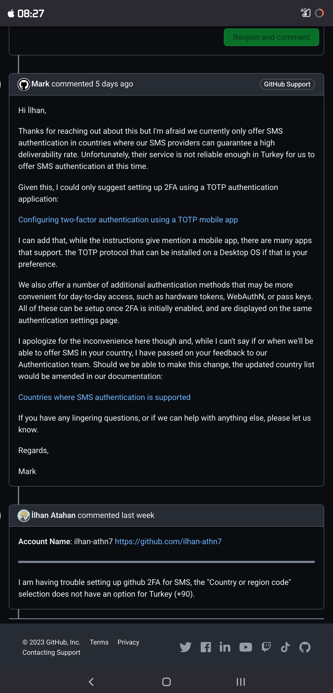 Country Selectbox in 2FA does not include Turkey. · community · Discussion #65455 · GitHub