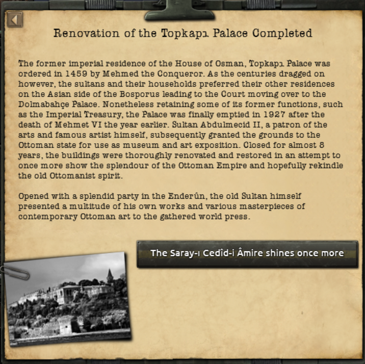 Tur Typos In Event Renovation Of The Topkapı Palace Completed · Issue 20614 · Kaiserreich 