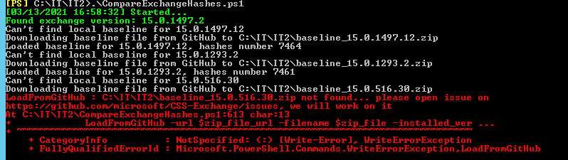 CompareExchangeHashes.ps1 is giving error · Issue #347 · microsoft/CSS-Exchange · GitHub