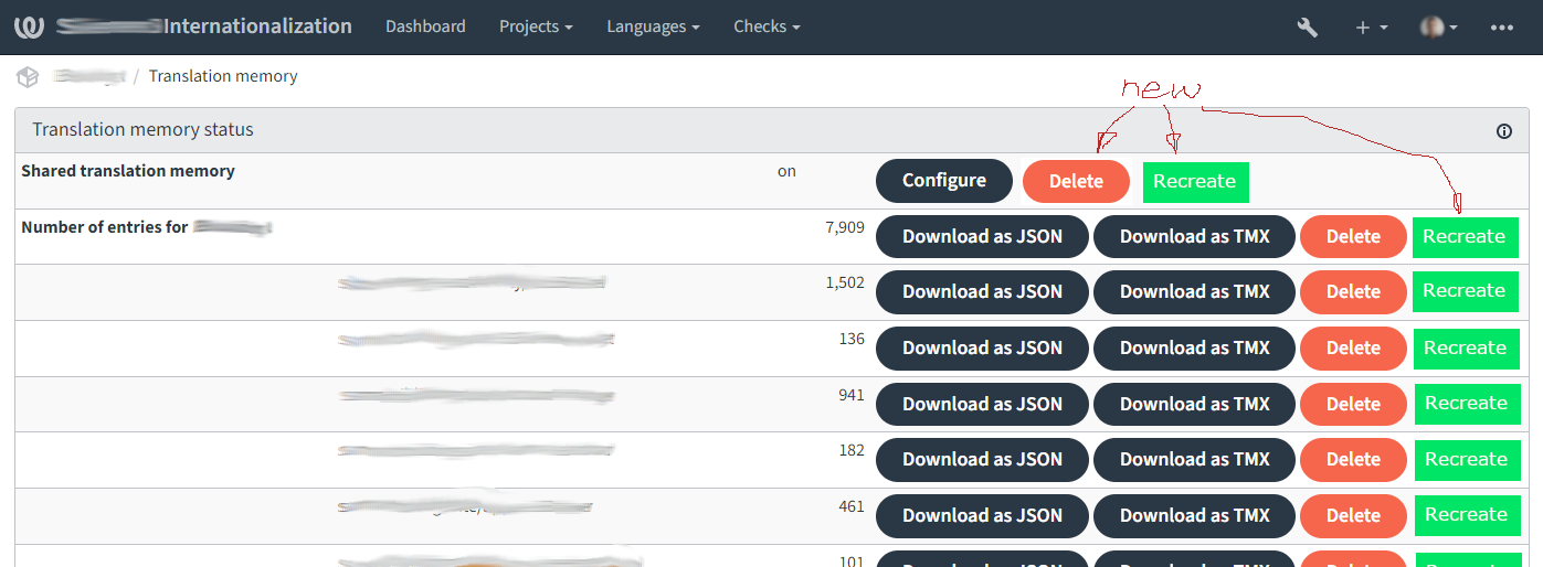 Translation Memory Maintenance - Global delete and recreate · Issue ...