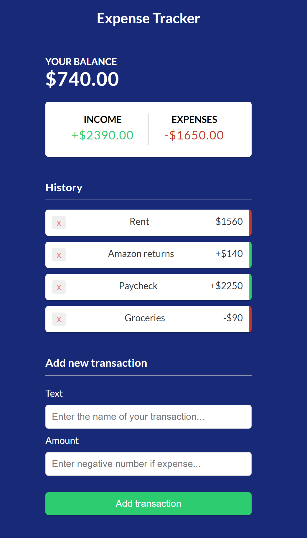 GitHub - Rthompson2548/finance-tracker: Income expense tracker app