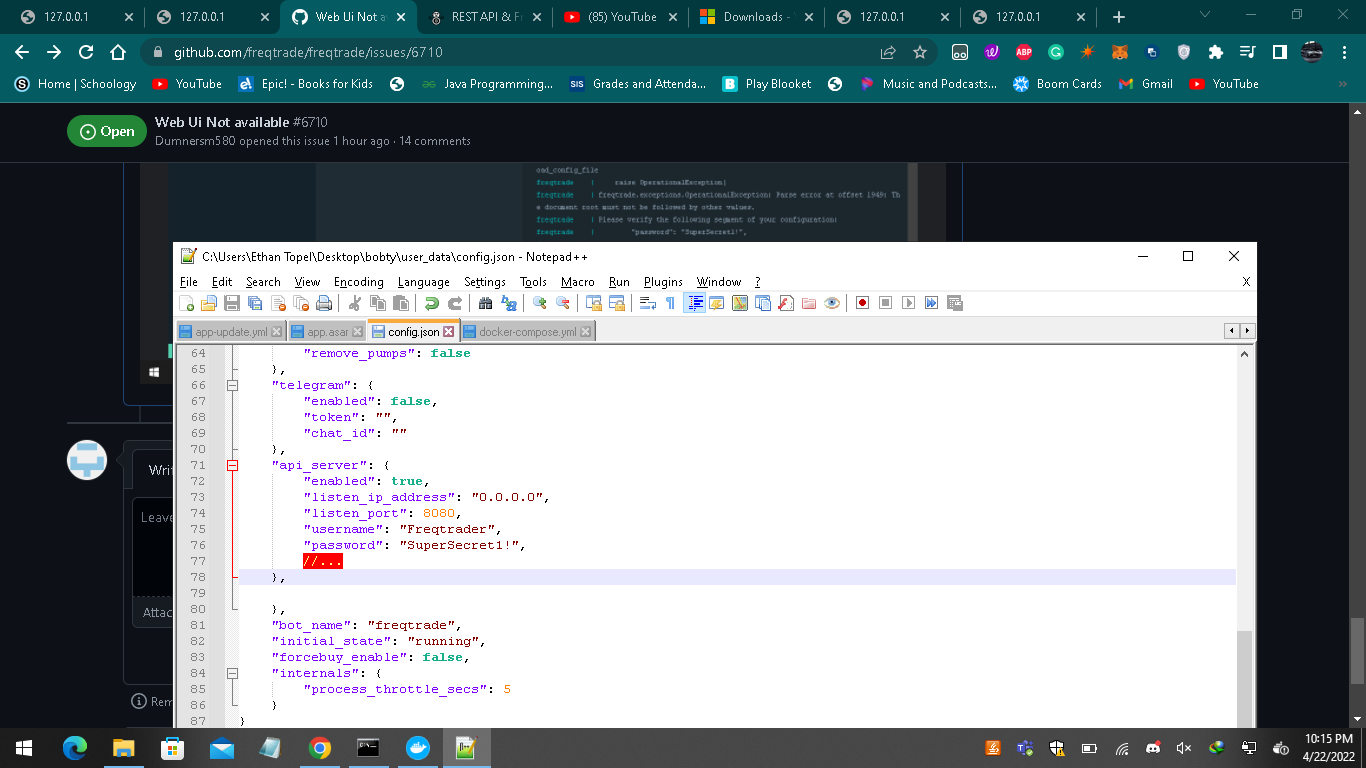 Web Ui Not available · Issue #6710 · freqtrade/freqtrade · GitHub