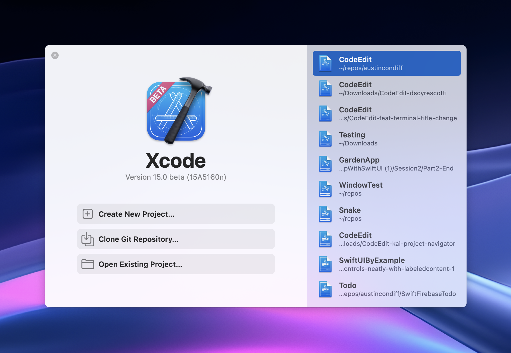 Refactor Welcome UI to adapt to that of Xcode 15 · Issue #1371 · CodeEditApp/CodeEdit · GitHub