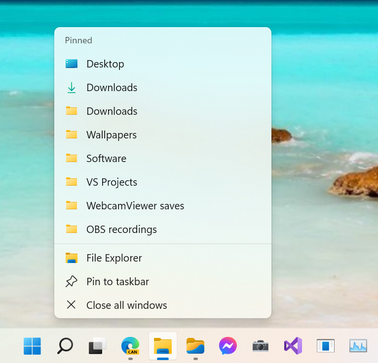 List pinned folders from Favorites in taskbar jumplist · Issue #5577 ...