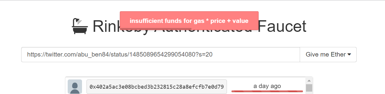 Rinkeby faucet not work again · Issue #24273 · ethereum/go-ethereum · GitHub
