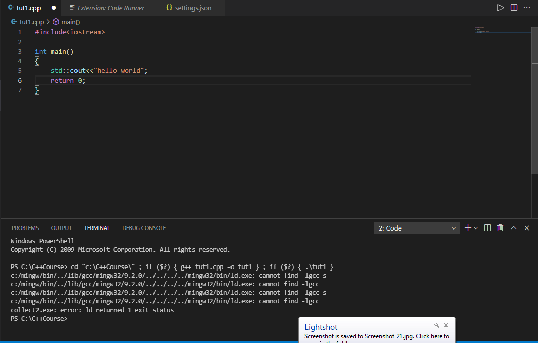 whenever i try to run c++ program on vs code it always show error ,sometimes it shows it cannot ...
