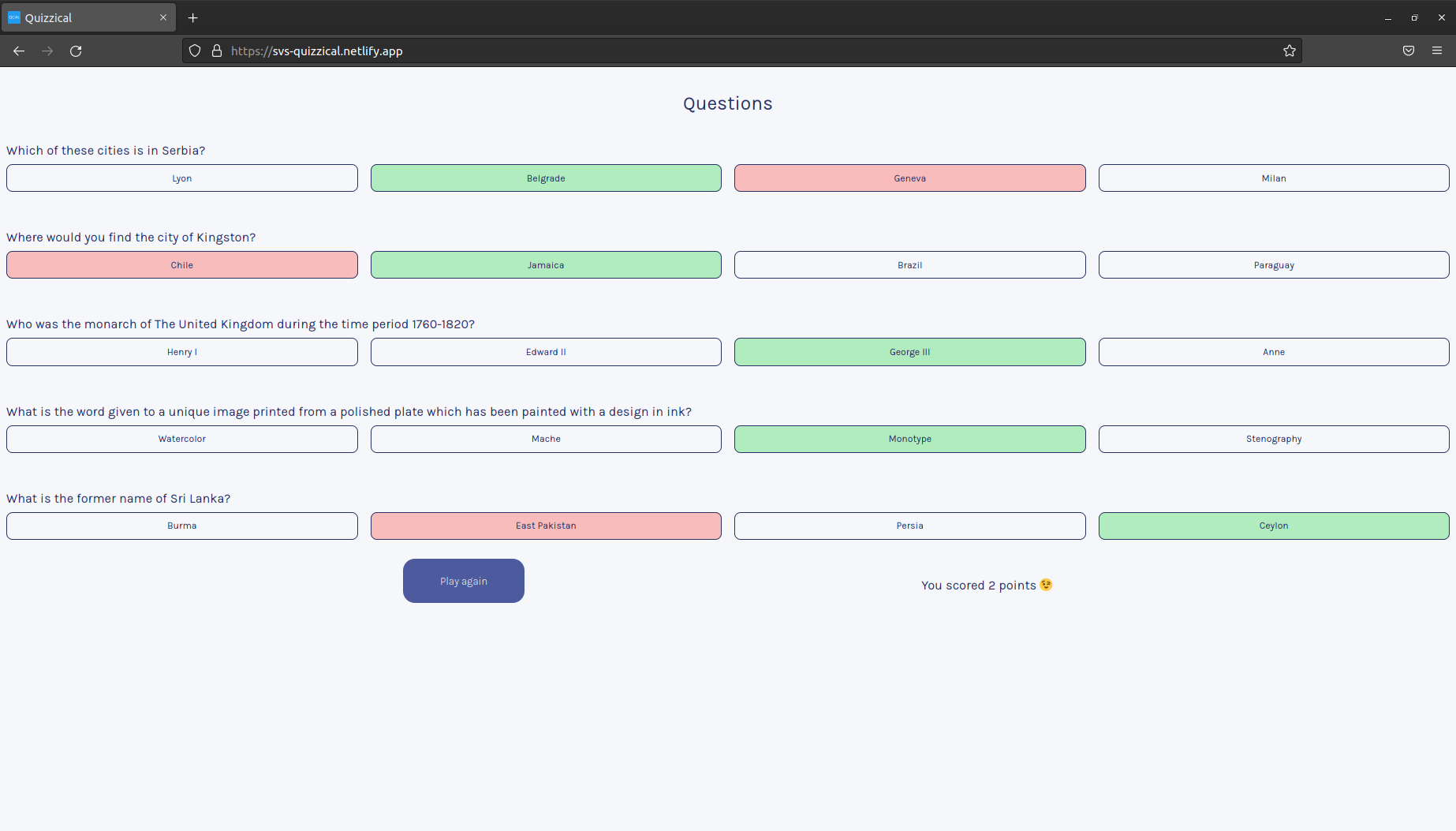 GitHub - suyashvsingh/quizzical: A fun quiz game. User tries to answer ...