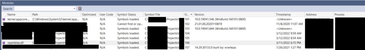 Openblas Windows And Dgemv Debug Build Not Loading Symbols · Issue 