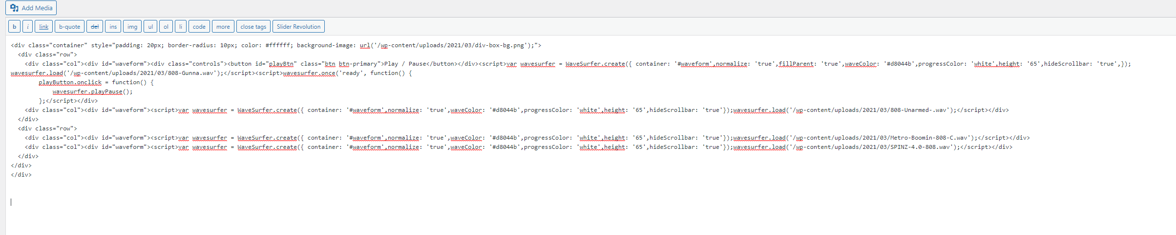 Using wavesurfer.js on a Woocommerce Wordpress site. · Issue #2223 · katspaugh/wavesurfer.js ...