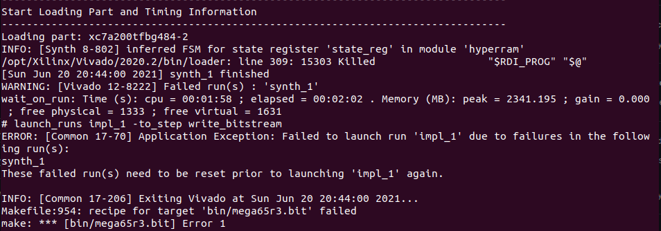 Synth 1 Failed Run For Mega65r3 Bit Make · Issue 411 · Mega65 Mega65 Core · Github
