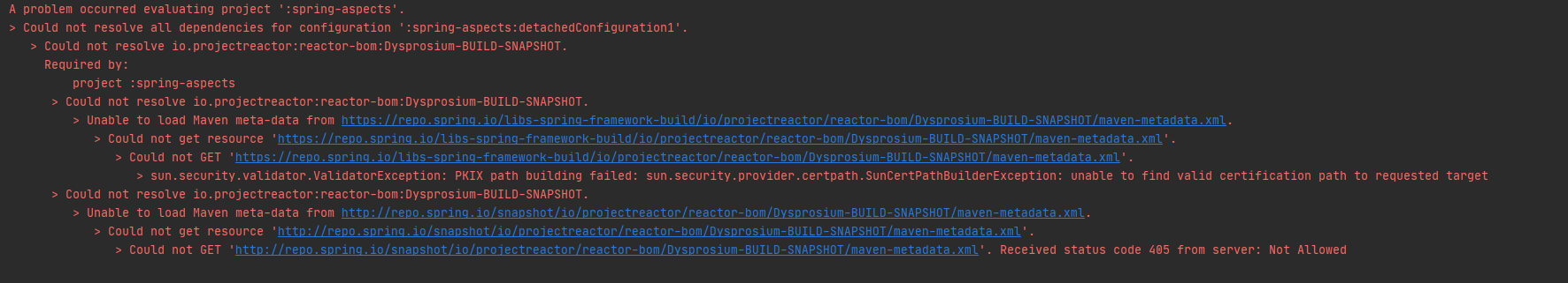 Spring Source code construction , Unable to load Maven meta-data · Issue #30929 · spring ...